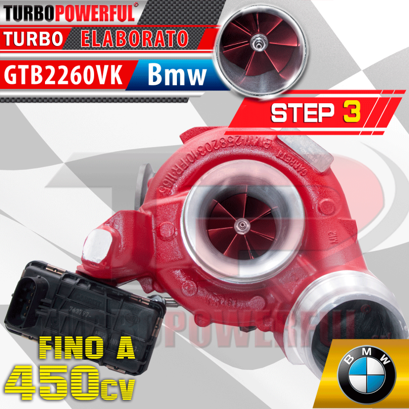 Turbo elaborato GTB2260VK a Cuscinetti Bmw Step3 450cv